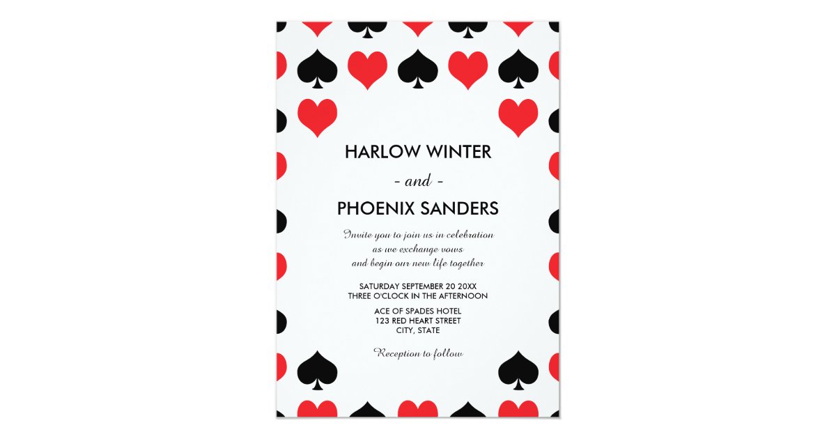 Hearts Spades Casino Wedding Invitation | Zazzle.com