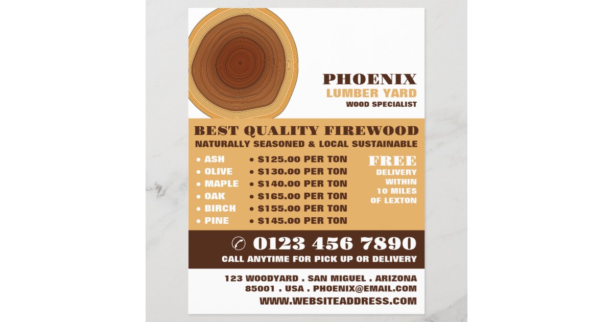 Heartwood, Lumber/Timber/Wood Yard Advertising Flyer | Zazzle