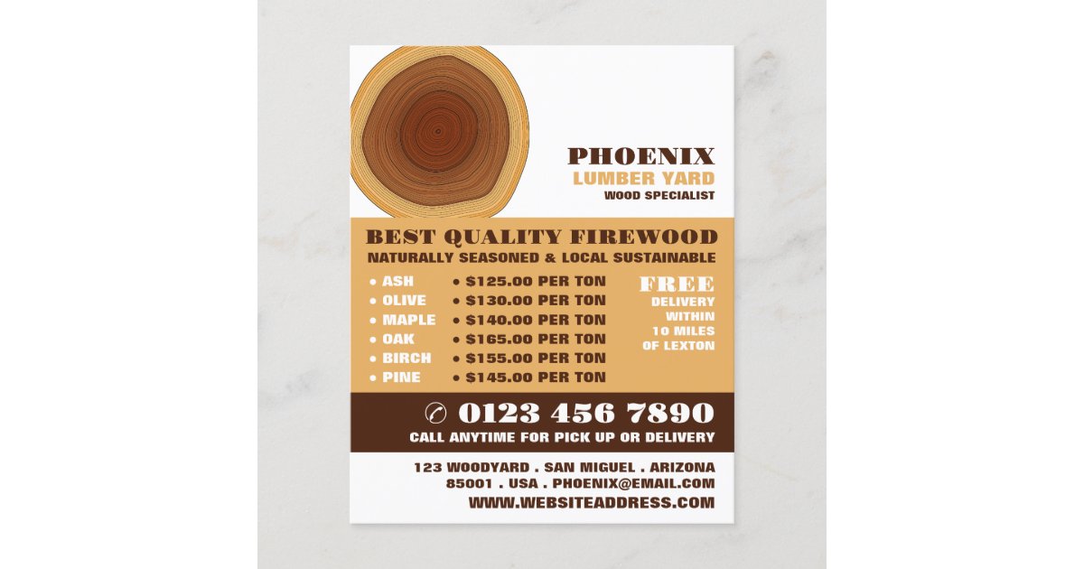 Heartwood, Lumber/Timber/Wood Yard Advertising Flyer | Zazzle