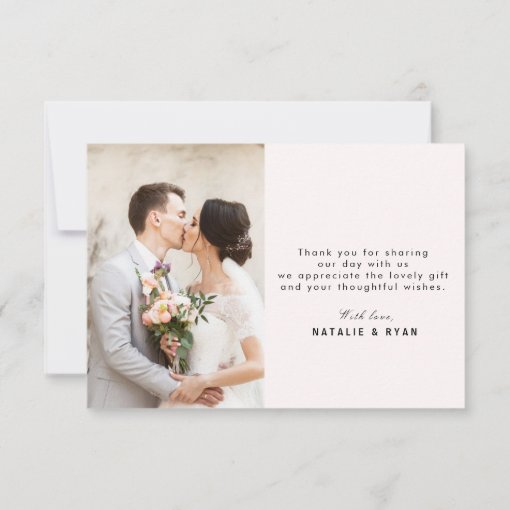 Hearty thank you bride & groom wedding photo card | Zazzle