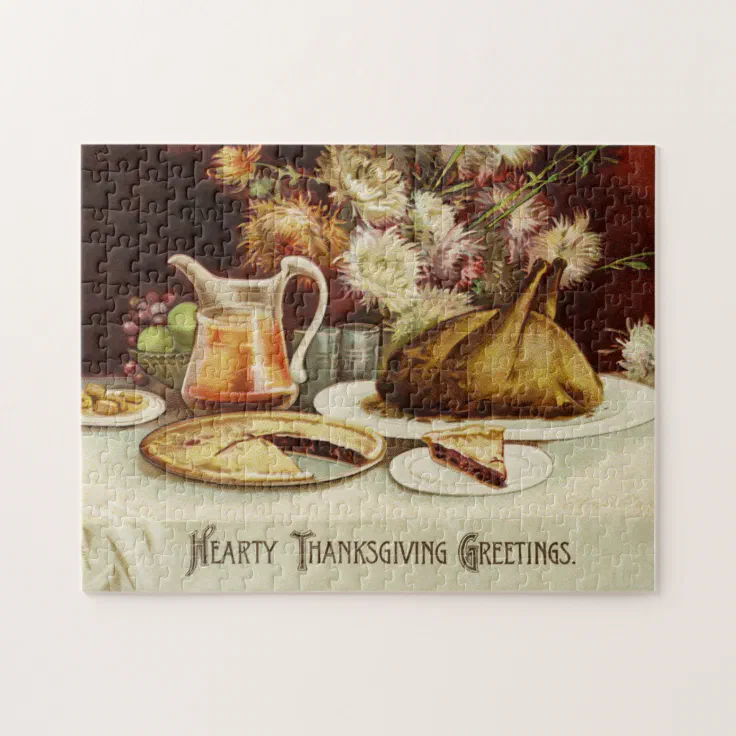 Hearty Thanksgiving Dinner Jigsaw Puzzle | Zazzle