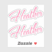 Heather Decorative Name in Pink x2 Sticker | Zazzle