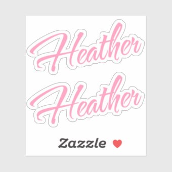Heather Decorative Name in Pink x2 Sticker | Zazzle