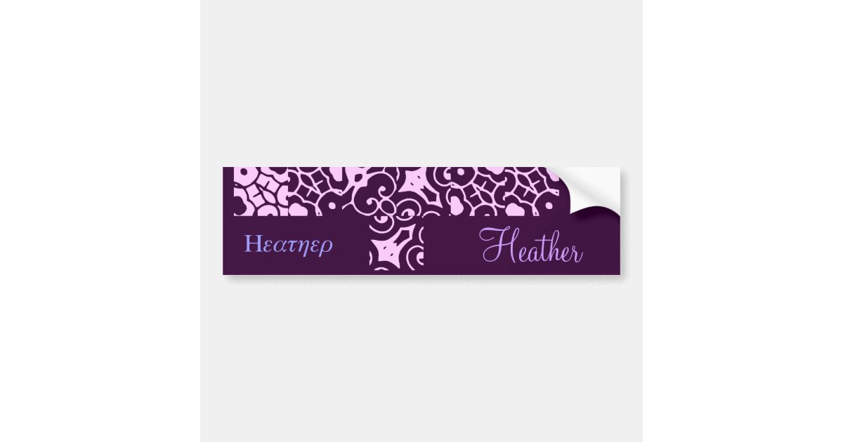 Heather Designer Name Bumper Sticker | Zazzle