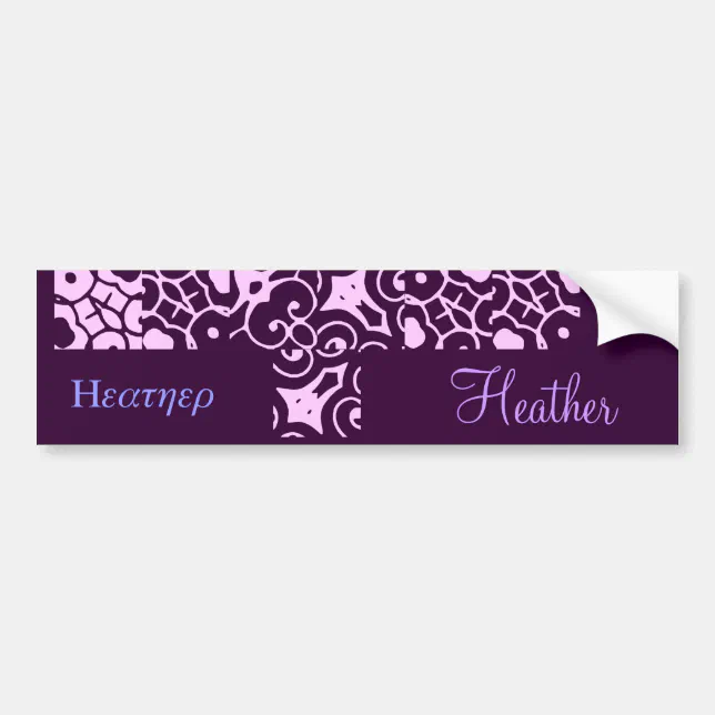 Heather Designer Name Bumper Sticker | Zazzle