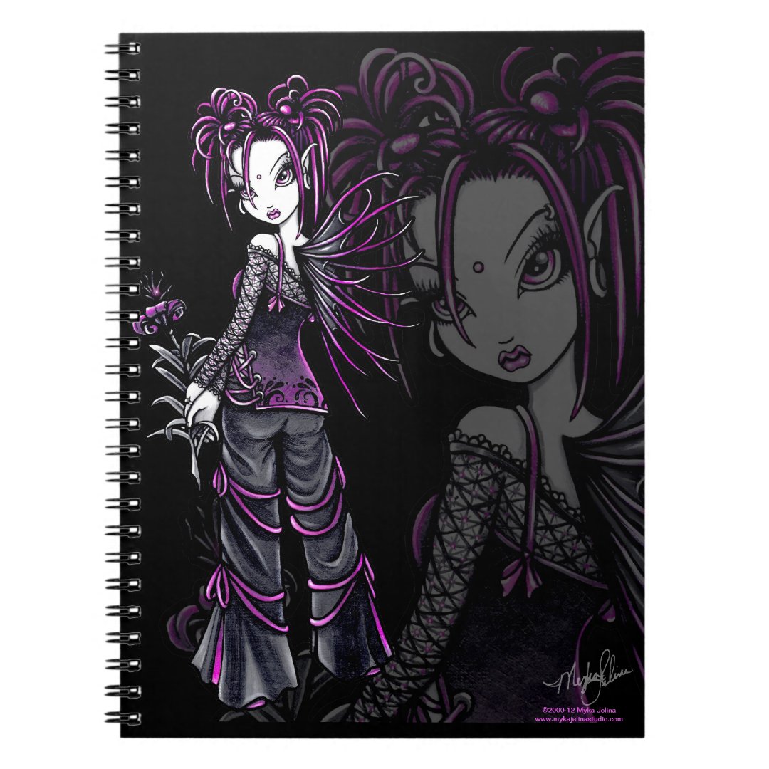Heather Gothic Pink Flower Fairy Notebook | Zazzle