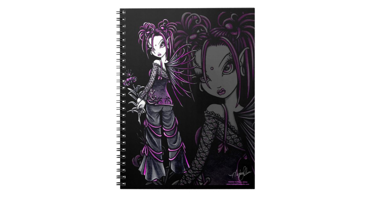 Heather Gothic Pink Flower Fairy Notebook | Zazzle