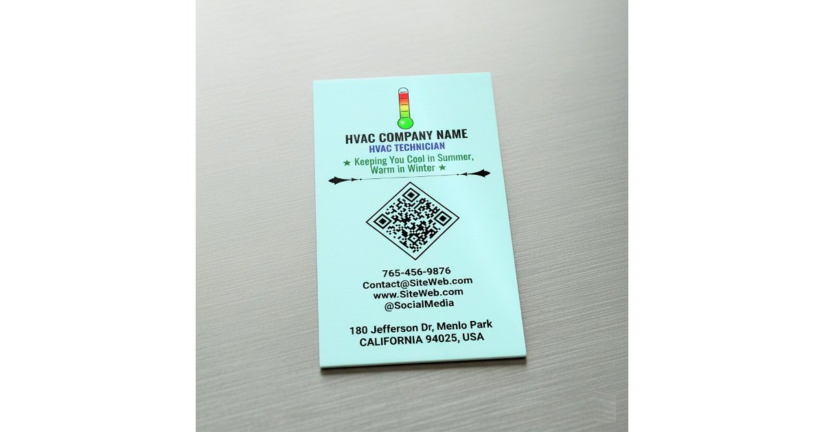 Heating and Cooling (QR Code, Logo & Slogan) HVAC Business Card Magnet ...