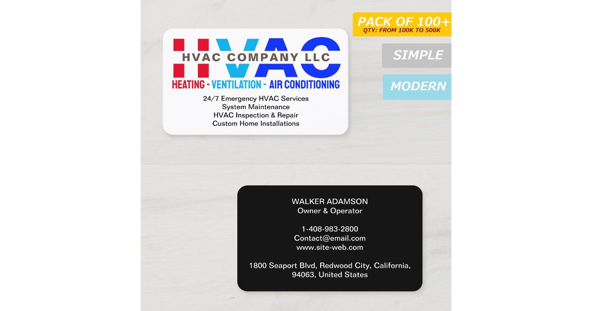 Heating & Ventilation & Air Conditioning - HVAC Business Card | Zazzle