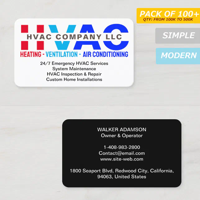 Heating & Ventilation & Air Conditioning - HVAC Business Card | Zazzle