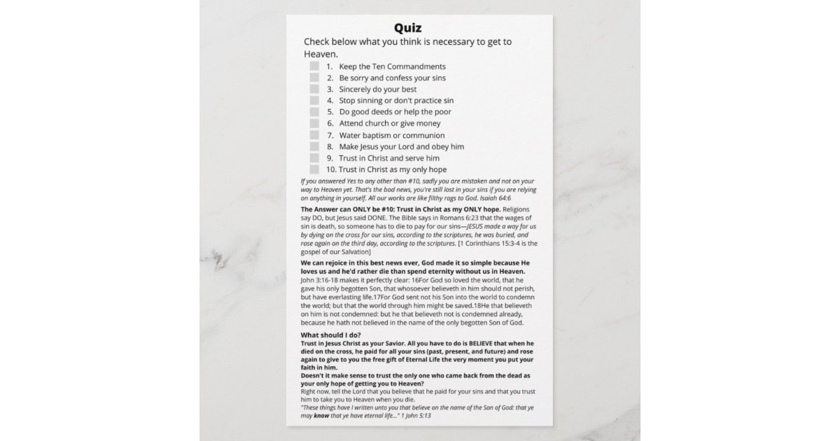 Heaven Bible Quiz Flyer | Zazzle