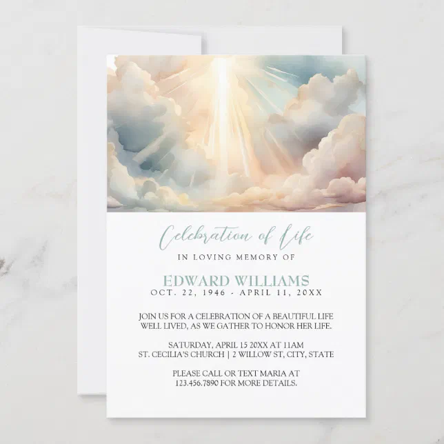 Heaven Funeral Celebration of Life Photo Invitation | Zazzle