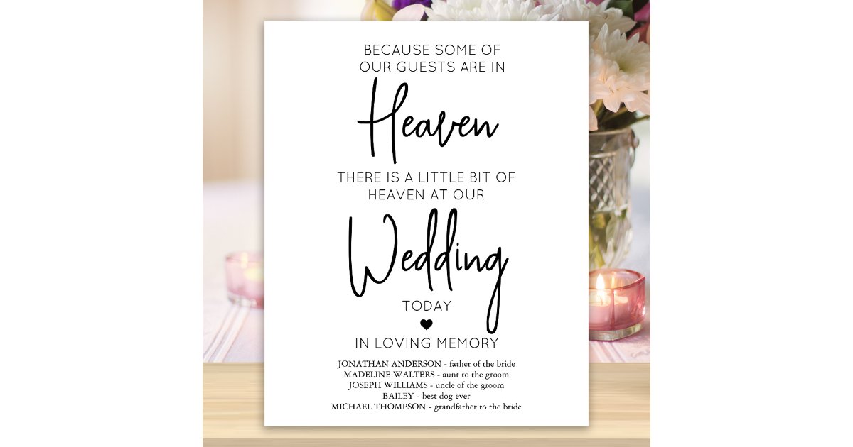 Heaven Poem In Loving Memory Wedding Memorial Poster | Zazzle