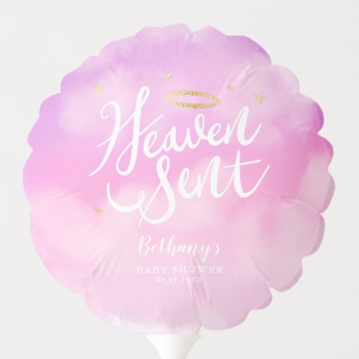 Heaven Sent Angel Baby Shower Pink Balloon | Zazzle