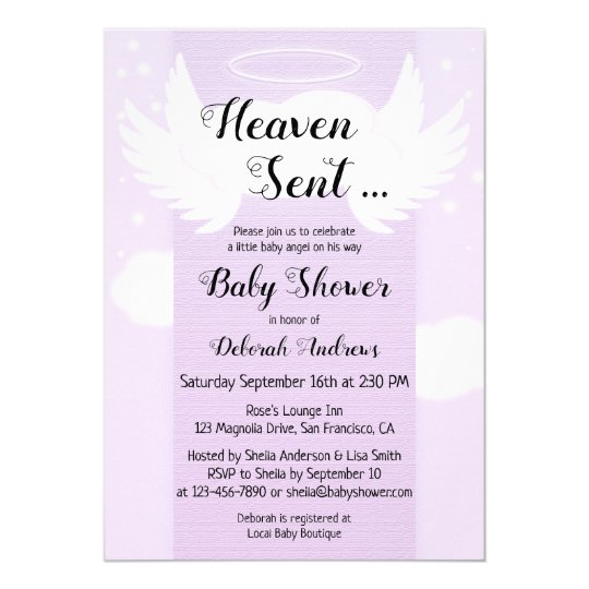 Heaven Sent Angel Wings Baby Shower Invitation | Zazzle.com