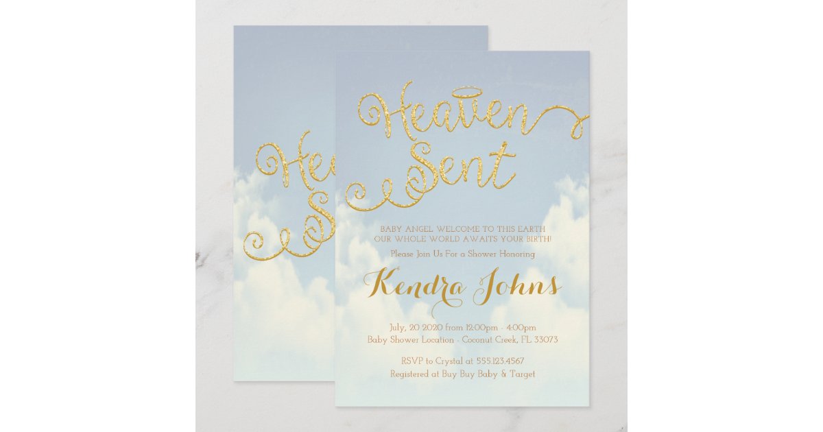 Heaven Sent Baby Shower invitation | Zazzle