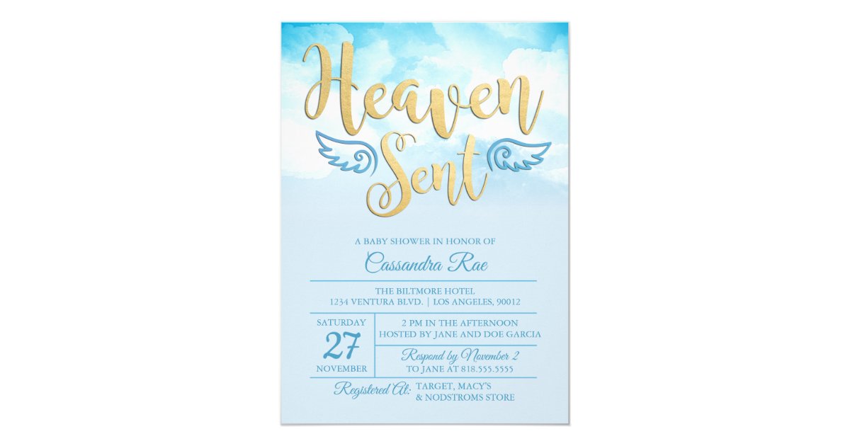 Heaven Sent Baby Shower Invitation | Zazzle.com