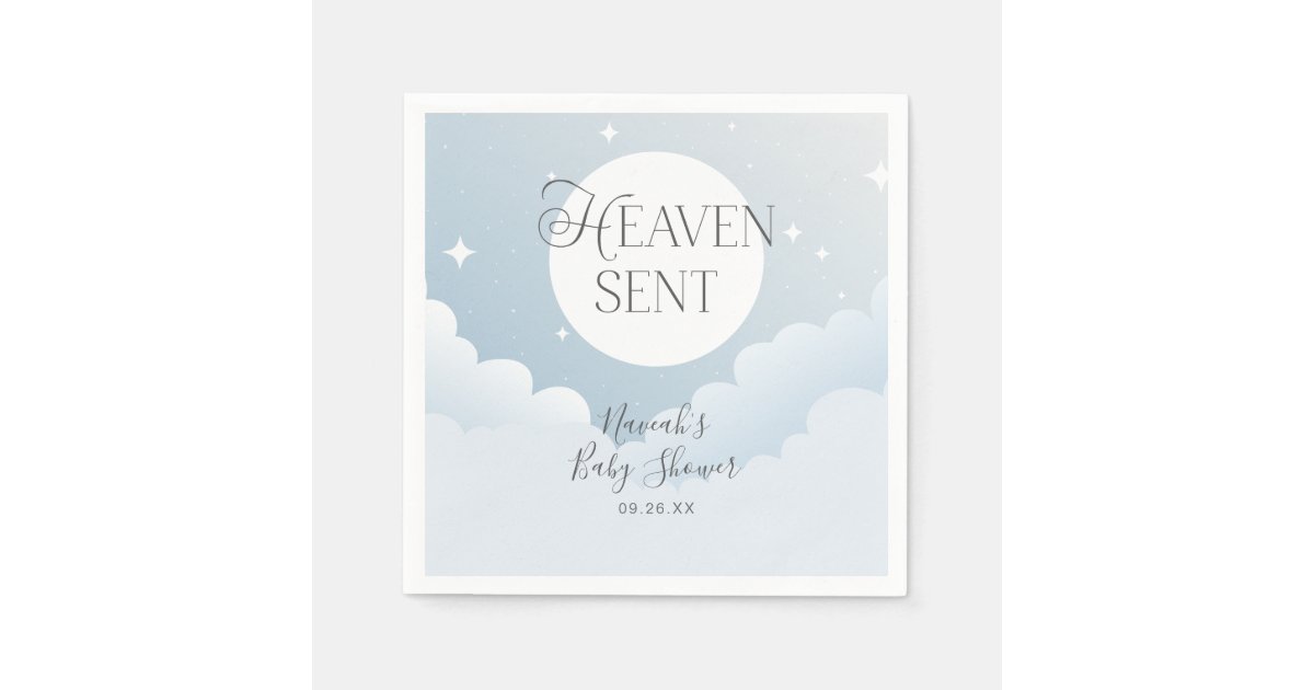Heaven Sent Blue Clouds Baby Shower Napkins | Zazzle