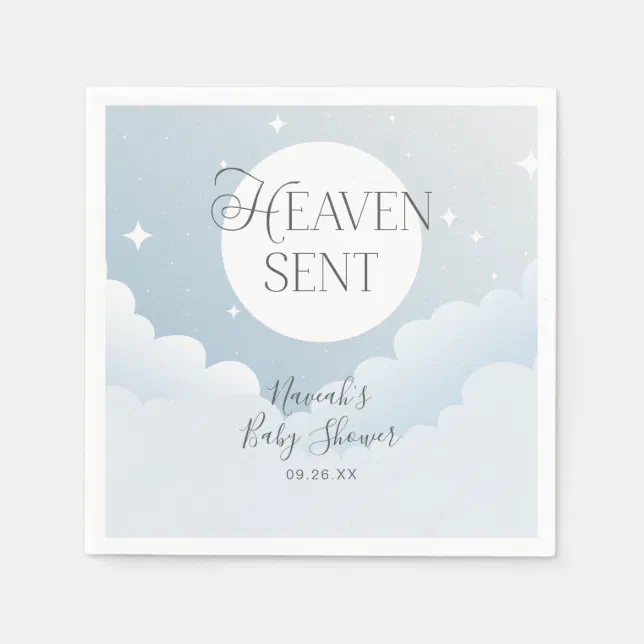 Heaven Sent Blue Clouds Baby Shower Napkins | Zazzle