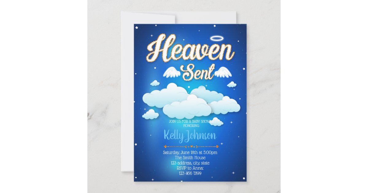 Heaven sent boy baby shower invitation | Zazzle