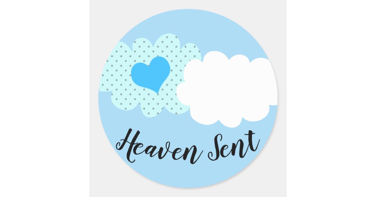 Heaven Sent Cloud and Heart Stickers blue | Zazzle