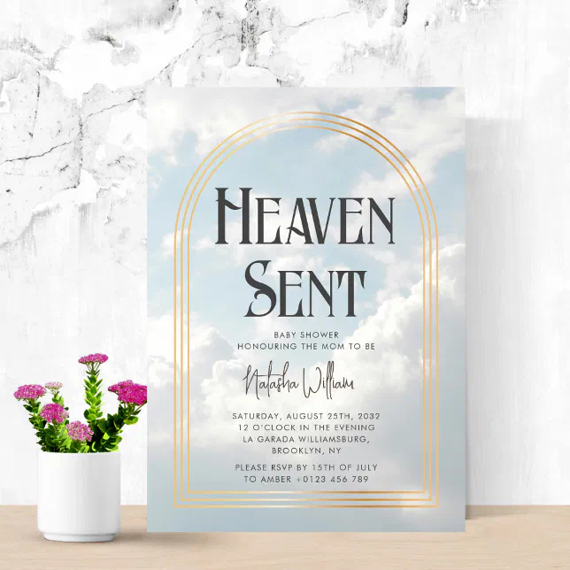 Heaven Sent Clouds Sky Neutral Baby Shower Invitation | Zazzle