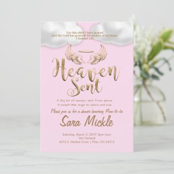 Heaven Sent:Pink Invitation | Zazzle