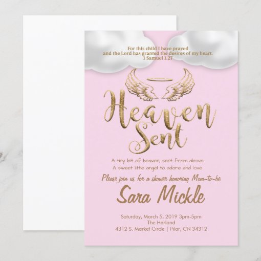 Heaven Sent:Pink Invitation | Zazzle