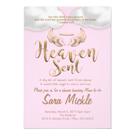 Heaven Sent:Pink Invitation | Zazzle.com