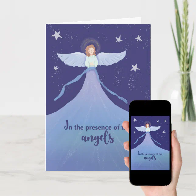 Heavenly Birthday Remembrance Angel Night Stars Card | Zazzle