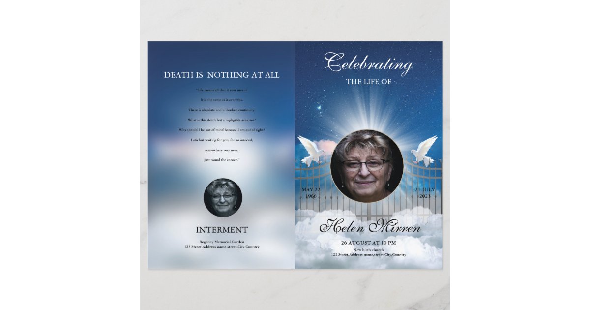 Heavenly Funeral Program Template | Zazzle