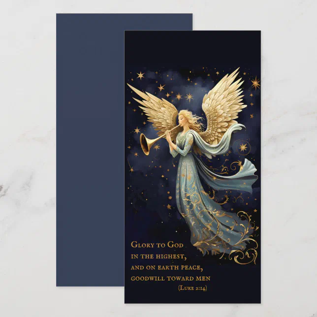 Heavenly Joy in Blue Angel Christmas Bookmark Thank You Card | Zazzle