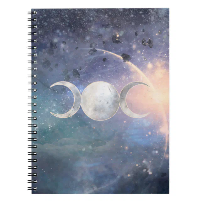 Heavenly Universe Triple Moon Goddess Moonstone Notebook | Zazzle