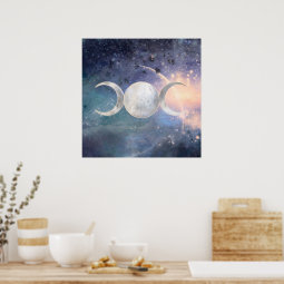 Heavenly Universe Triple Moon Goddess Moonstone Poster | Zazzle