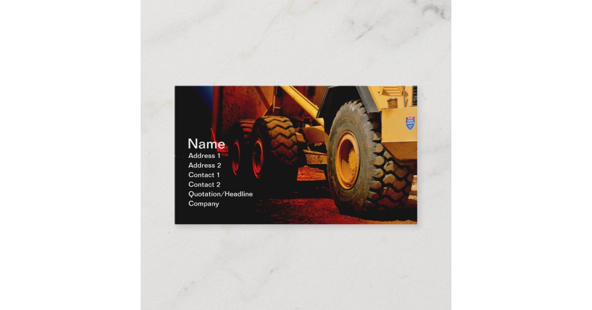 heavy duty construction equipment business card | Zazzle.com