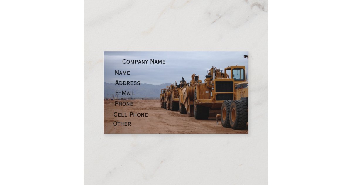 Heavy Equipment Business Card | Zazzle