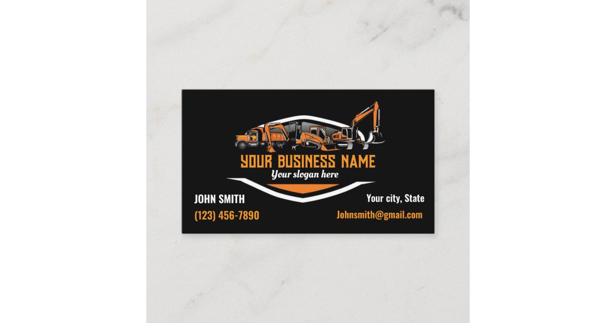 Heavy equipment business cards | Zazzle