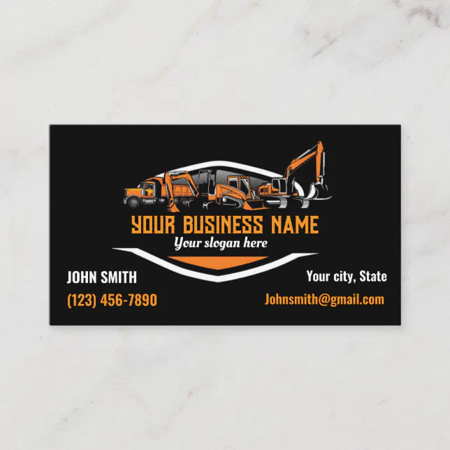 Heavy equipment business cards | Zazzle