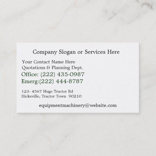 Heavy Equipment Machinery Land Clearing Tractor Business Card | Zazzle