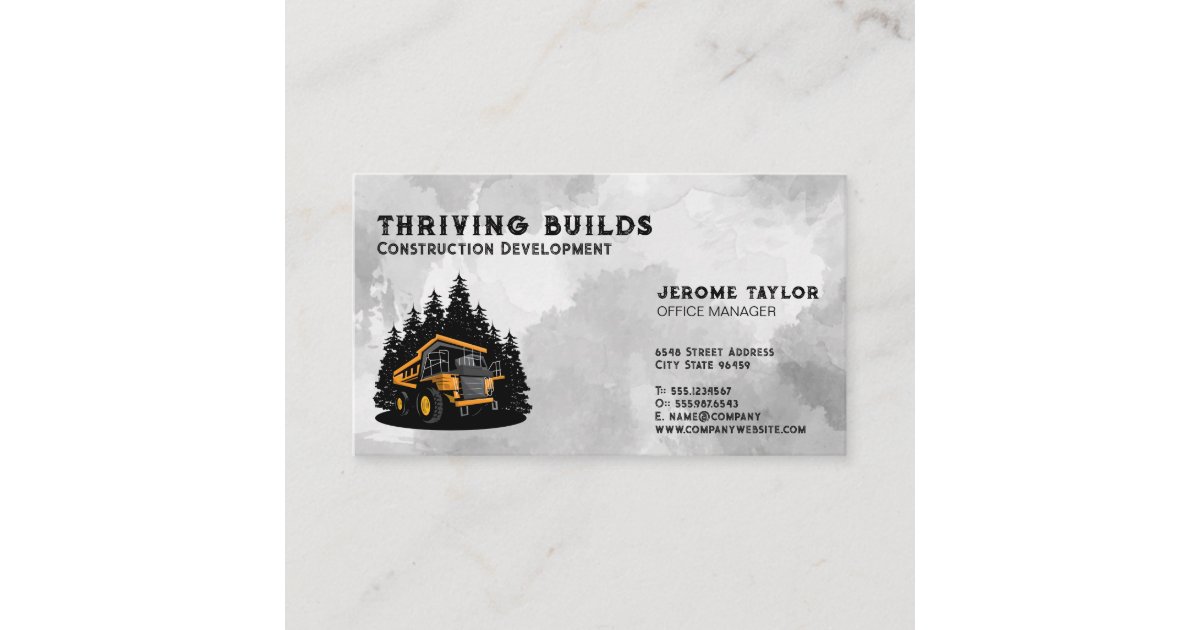 Heavy Machinery Mining Vehicle | Construction Business Card | Zazzle