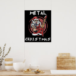 Heavy Metal Christmas Santa Rock Horns Metalhead Poster | Zazzle
