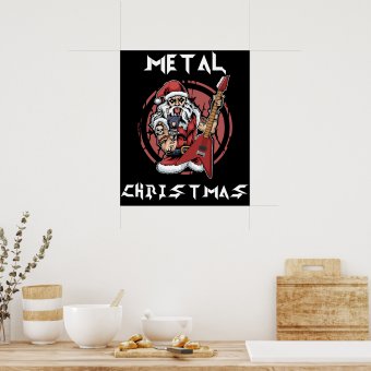 Heavy Metal Christmas Santa Rock Horns Metalhead Poster | Zazzle