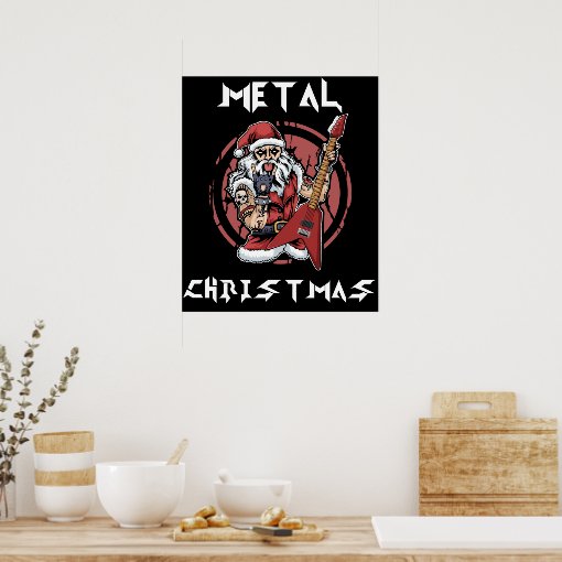 Heavy Metal Christmas Santa Rock Horns Metalhead Poster | Zazzle