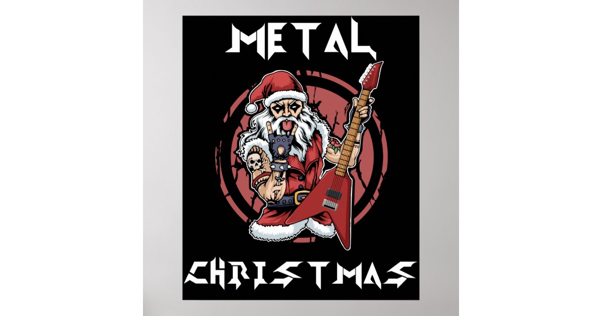 Heavy Metal Christmas Santa Rock Horns Metalhead Poster | Zazzle
