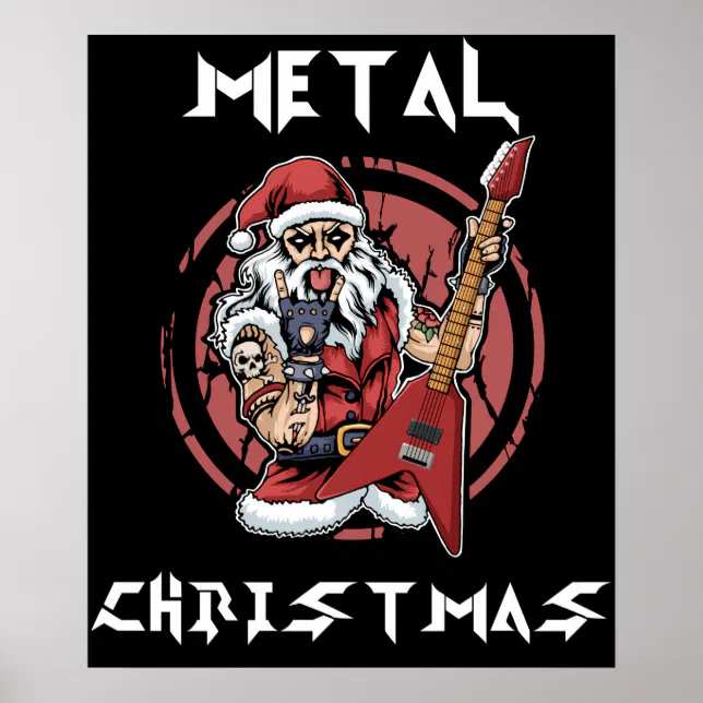 Heavy Metal Christmas Santa Rock Horns Metalhead Poster | Zazzle