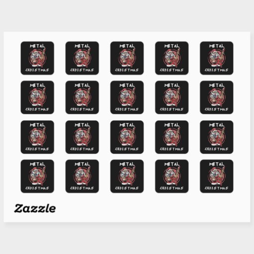 Heavy Metal Christmas Santa Rock Horns Metalhead Square Sticker | Zazzle