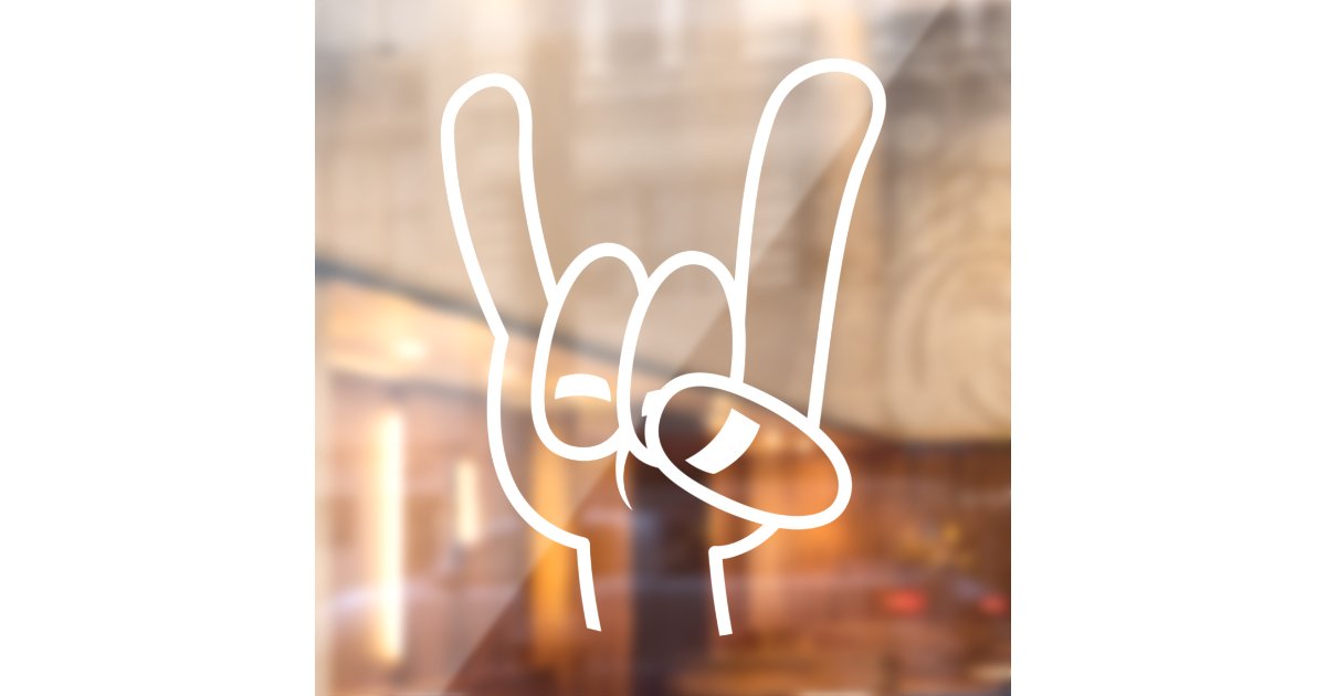 Heavy Metal Devil Horns White Line Window Cling | Zazzle