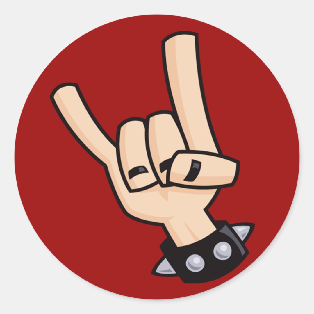 Heavy metal hand sign classic round sticker | Zazzle