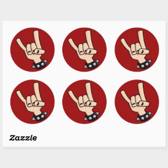 Heavy metal hand sign classic round sticker | Zazzle