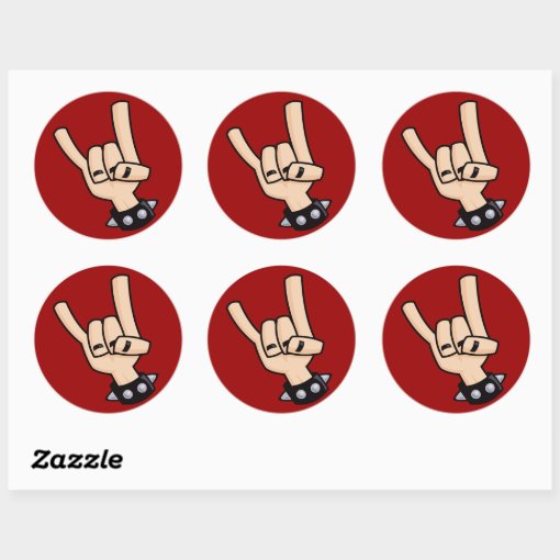 Heavy metal hand sign classic round sticker | Zazzle